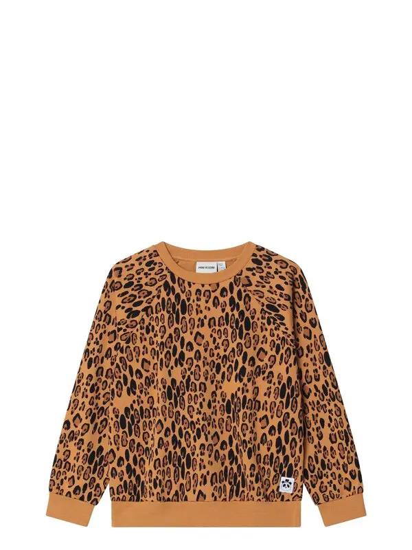 MINI RODINI Organic Cotton Leopard Crewneck Sweatshirt - Print