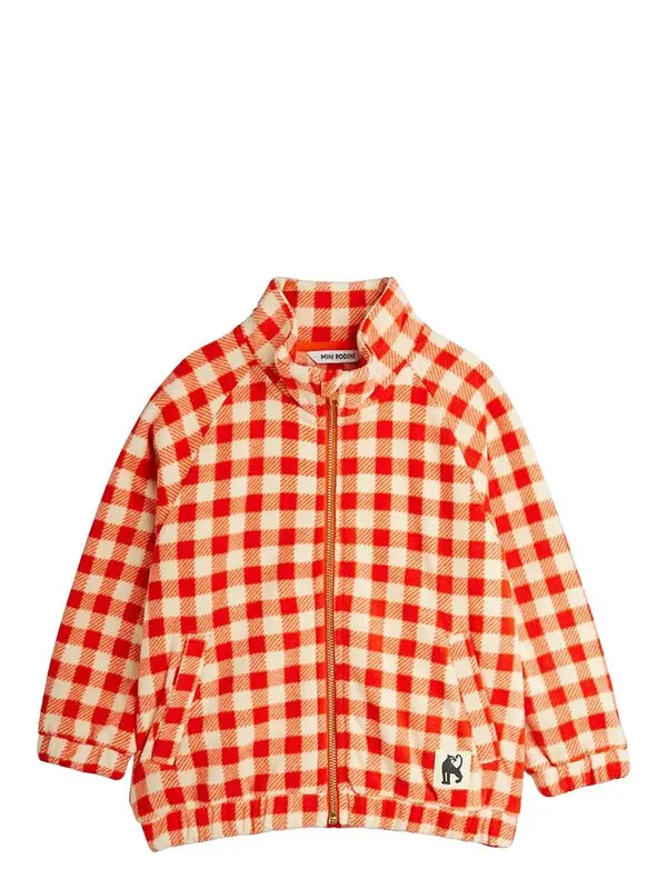 MINI RODINI Checked Fleece Zip-up Jacket - Red