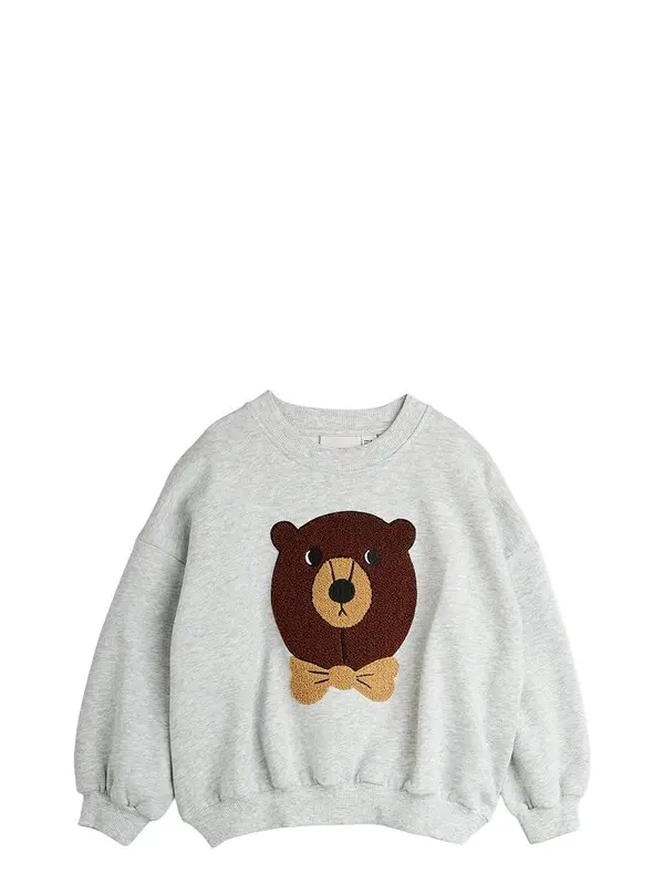 MINI RODINI Chenille Bear Sweatshirt - Grey