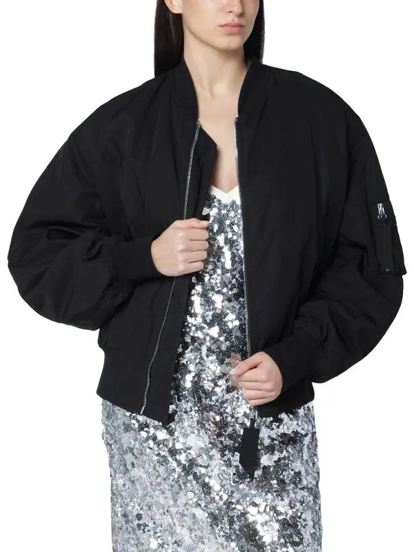 Attico Zip Bomber Jacket - Black