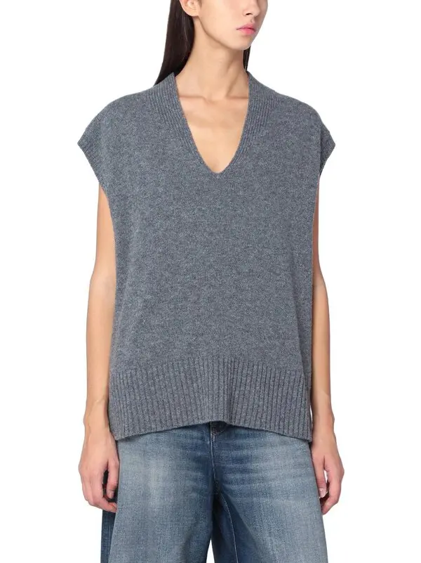 ROBERTO COLLINA V-neck Wool Vest - Grey