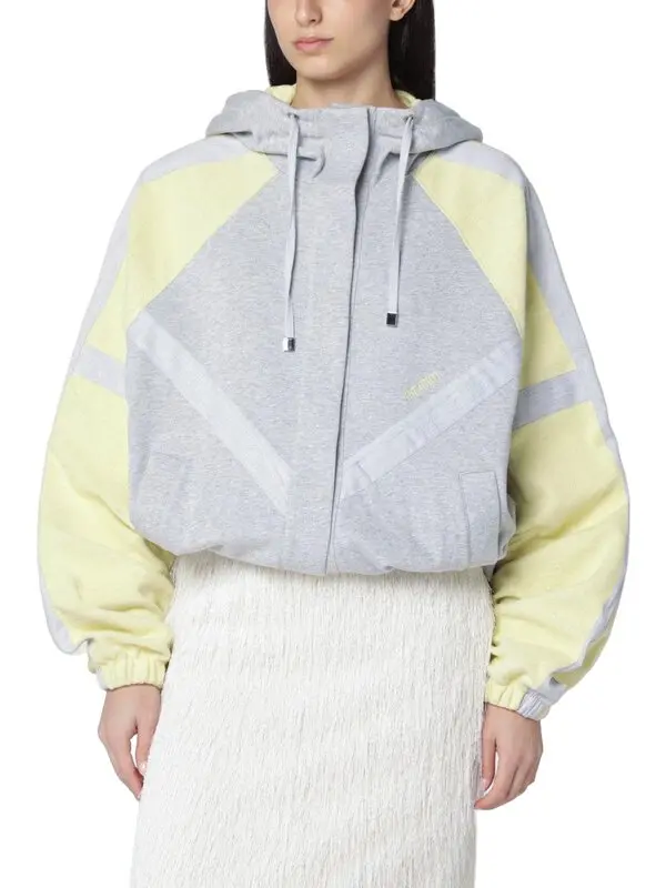 Attico And Yellow Color-block Bomber Sweatshirt - Grey