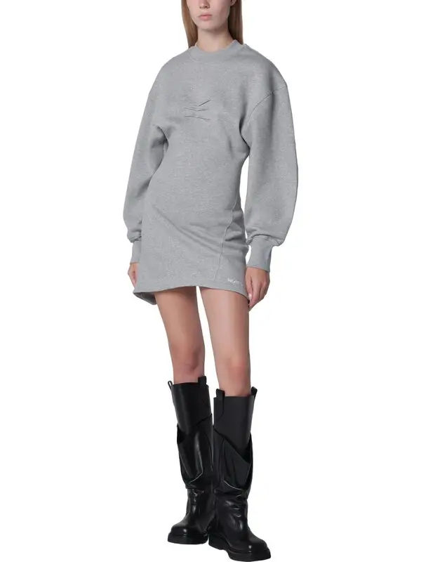 Attico Melange Cotton Jersey Mini Dress - Grey