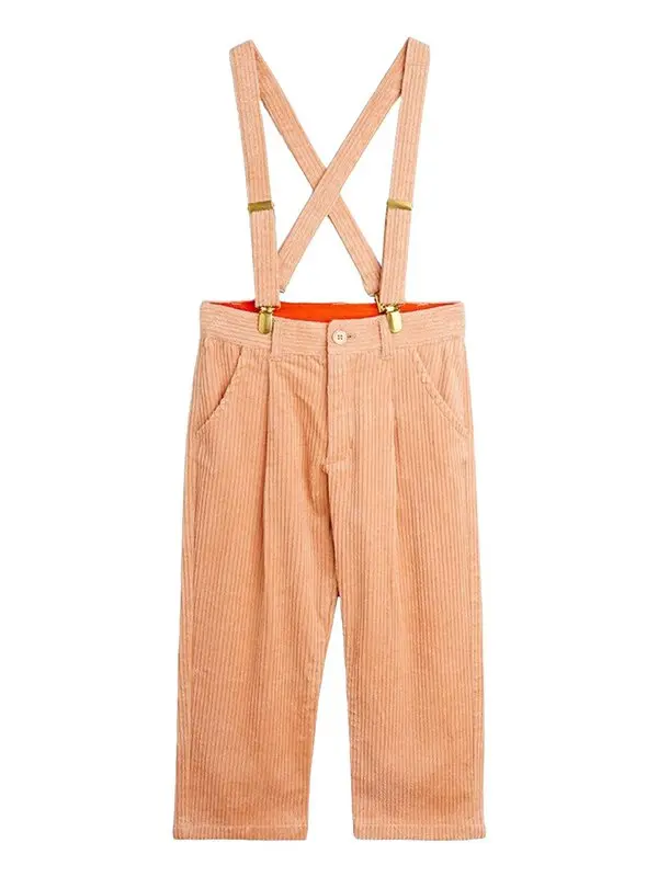 MINI RODINI Corduroy Trousers With Suspenders - Pink