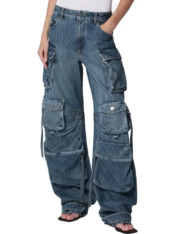 Attico Fern Washed Cargo Trousers - Blue