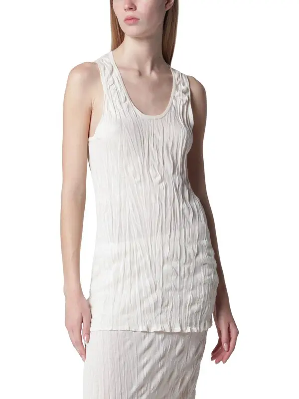 TOTEME Long Sleeveless Crinkled Knit Top - Orange