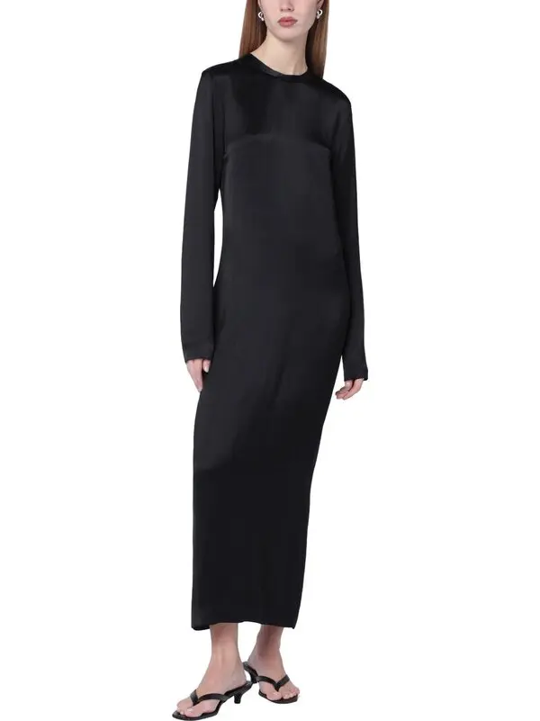 TOTEME Viscose Midi Dress With Long Sleeves And Back Slit - Black