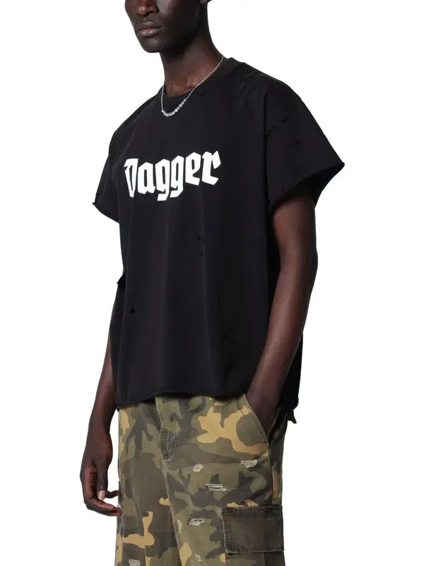 DAGGER Cotton Distressed T-shirt - Black