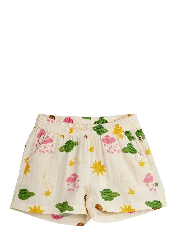 MINI RODINI Space Print Muslin Shorts - White