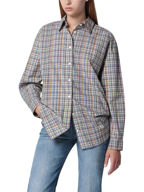 TOTEME Oversized Checked Organic Cotton Shirt - Blue