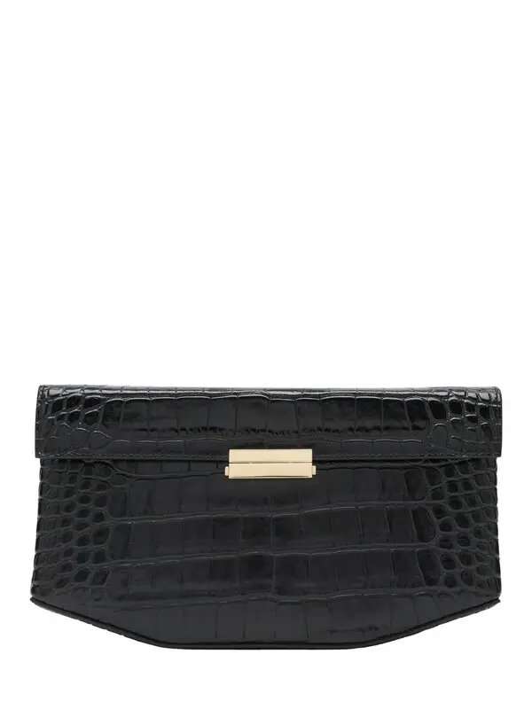 TOTEME Clip Embossed Leather Shoulder Bag - Black