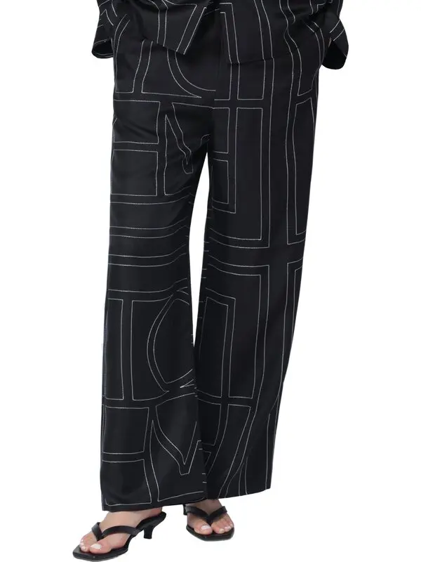 TOTEME Silk Monogram Trousers - Black