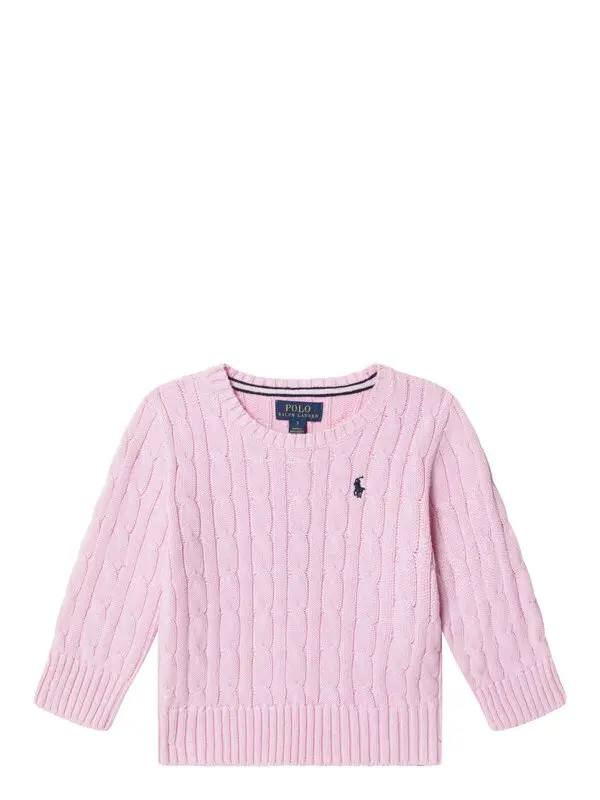 Polo Ralph Lauren Pink Cable-knit Cotton Crewneck Sweater - Blue