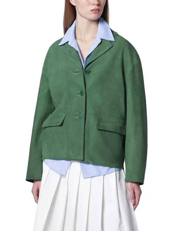 SALVATORE SANTORO Suede Jacket With Classic Lapels - Green