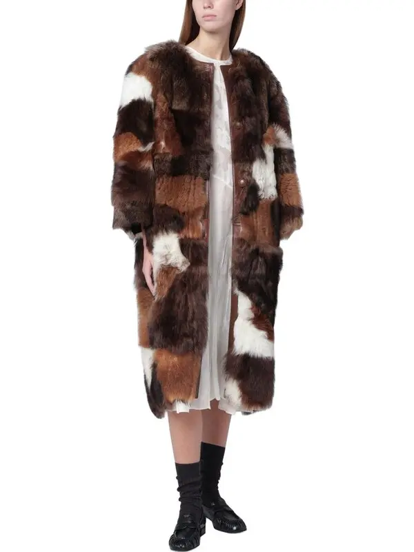Prada Patchwork Shearling Coat - Multicolor
