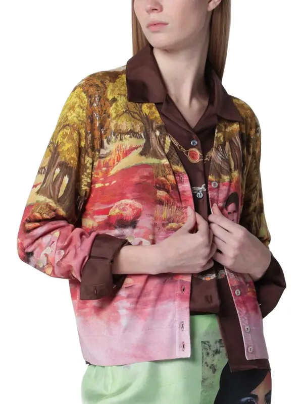 Versace Printed Silk Knit Cardigan - Multicolor