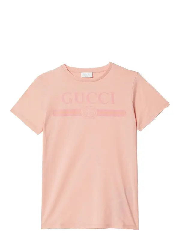 Gucci Crewneck T-shirt With Logo Print - Blue