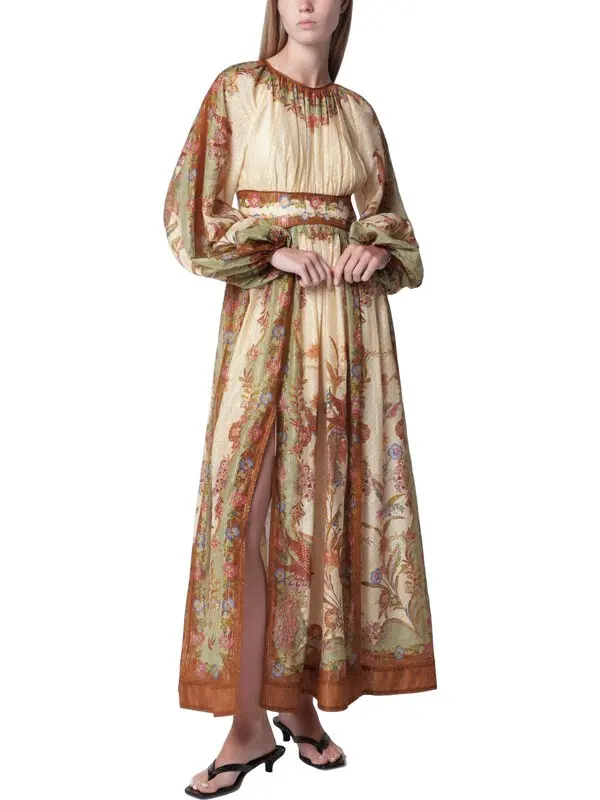 Zimmermann Cream Cotton And Silk Floral Maxi Dress - Multicolor