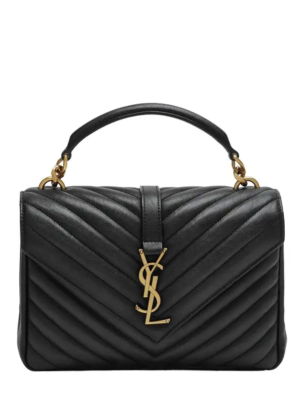 Saint Laurent Medium College Bag In Quilted Leather - Black