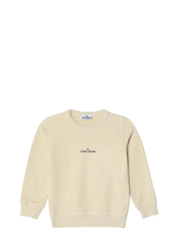 Stone Island Cotton Crewneck Sweatshirt With Logo Print - Beige
