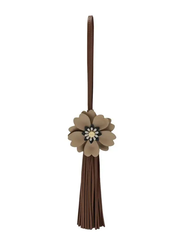 Miu Miu Nappa Leather Tassel With Floral Embellishment - Brown