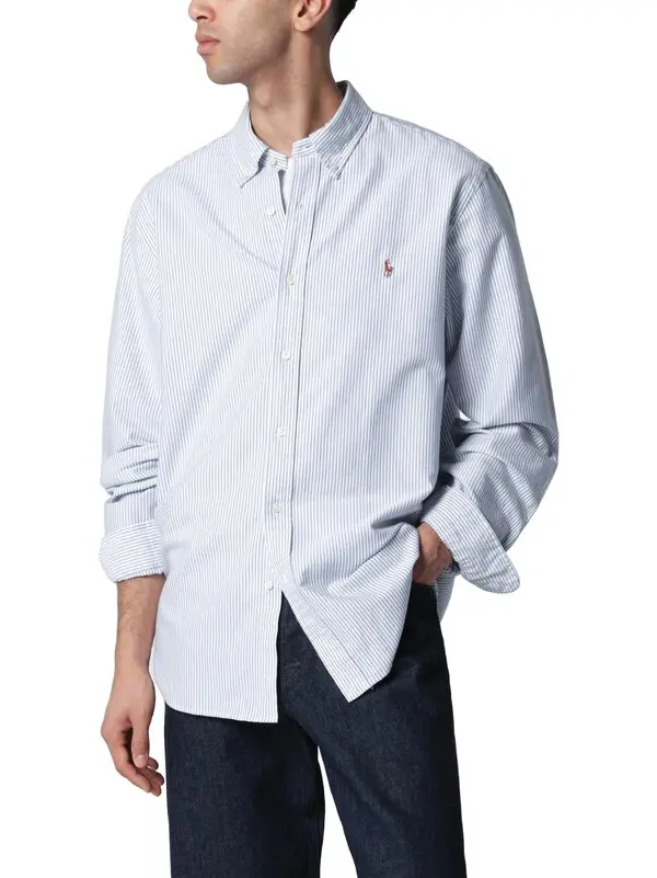 Polo Ralph Lauren Light Blue/white Striped Oxford Custom-fit Shirt - Multicolor