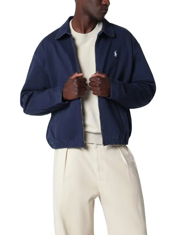 Polo Ralph Lauren Cotton Zip-up Jacket With Embroidered Logo - Blue