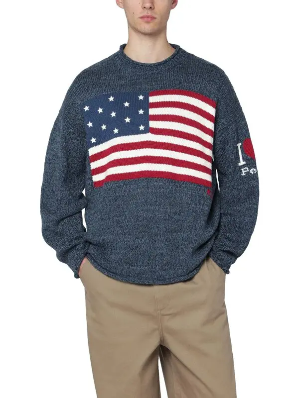 Polo Ralph Lauren I Love Polo" Flag Sweater - Blue