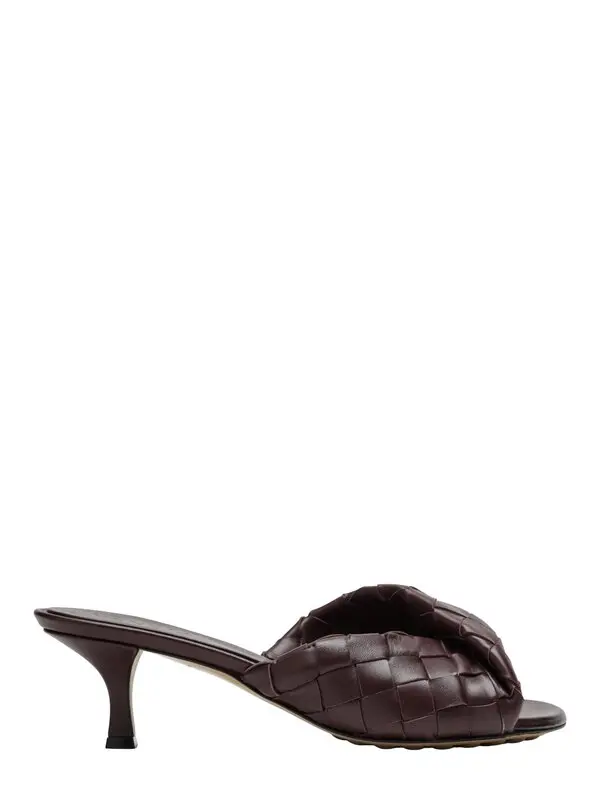 Bottega Veneta Dark Mahogany Intrecciato Mule Blink Sandals - Brown