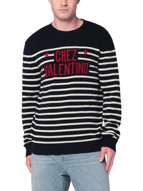 Valentino Garavani Virgin Wool Sweater With Jacquard Motif - Blue