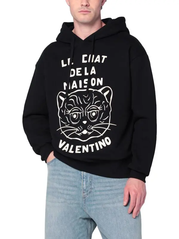Valentino Garavani Sweatshirt With Le Chat De La Maison Patch - Black