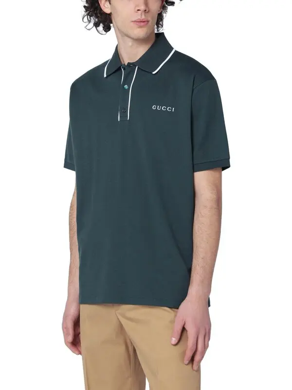 Gucci Petrol-green Cotton Piqué Polo Shirt - Black