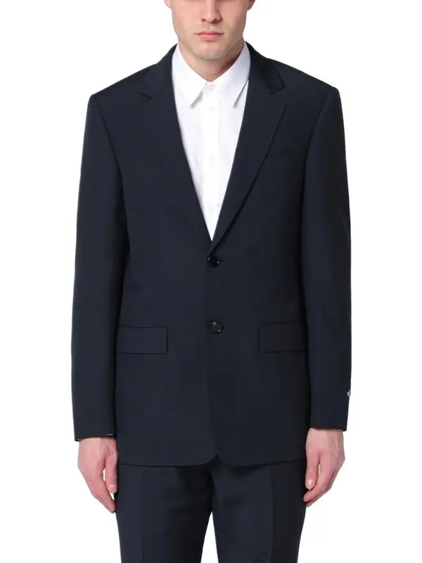 Burberry Navy Wool Blend Jacket - Blue