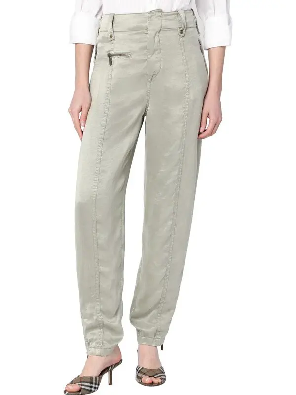 Burberry Lyocell Trousers With B Shield Emblem - Beige
