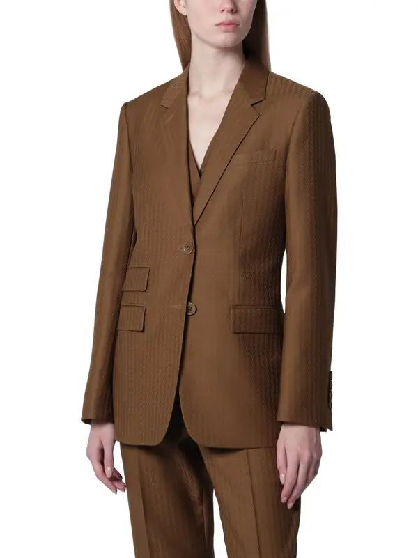 Burberry Tailored Single-breasted Jacket In Wool And Mohair - Brown