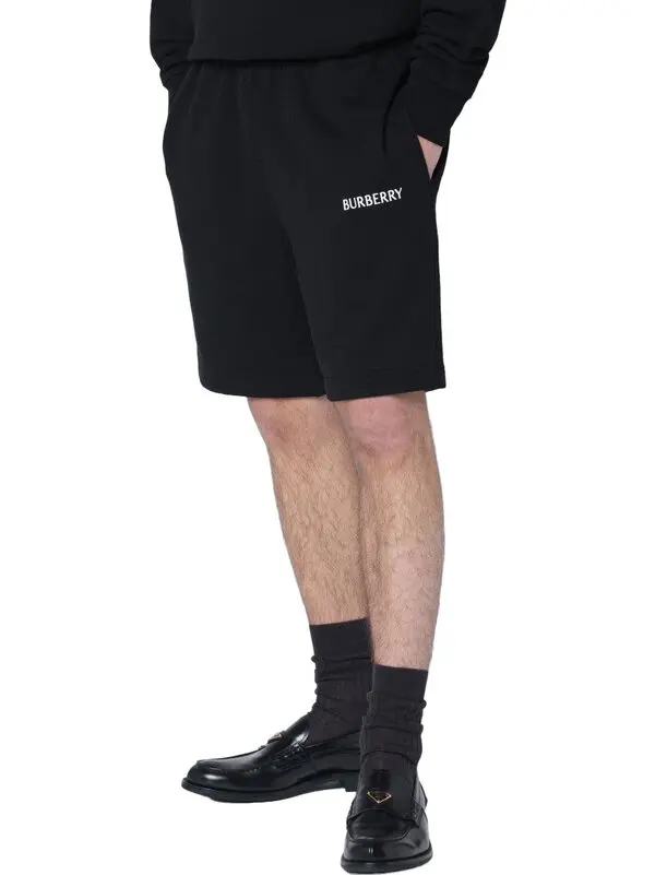 Burberry Logo Terry Cotton Shorts - Black