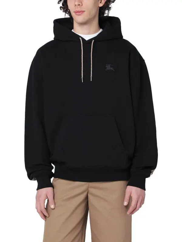 Burberry Hoodie With Check-pattern Inserts - Black