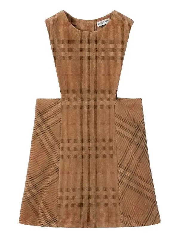 Burberry Corduroy Check Patterned Overalls - Beige