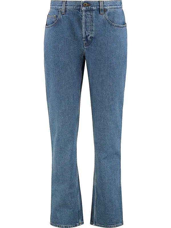 Burberry Straight Leg Jeans In Mid Stretch Cotton Denim - Blue
