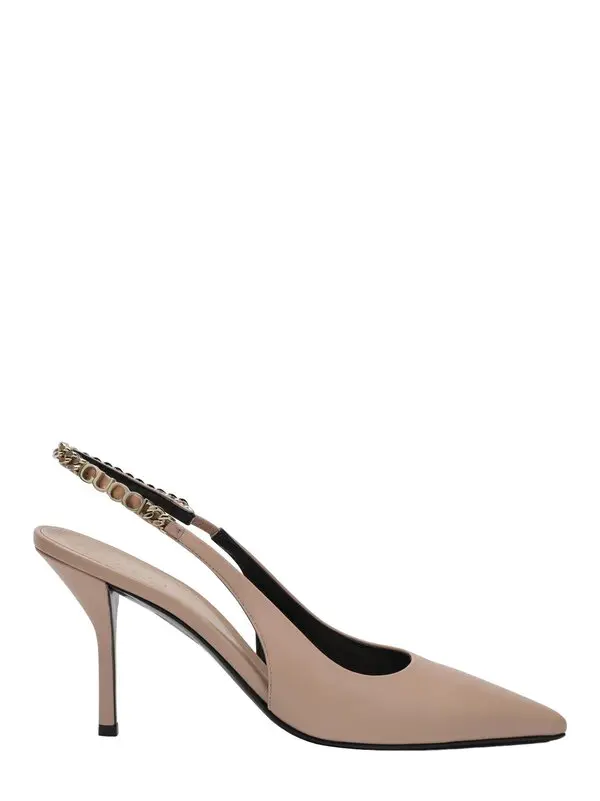 Gucci Slingback Pumps With Logo Chain Detail - Pink