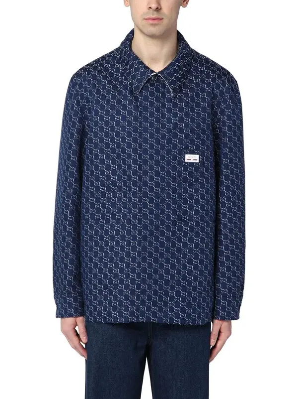 Gucci Gg Shadow Jacquard Denim Jacket - Blue