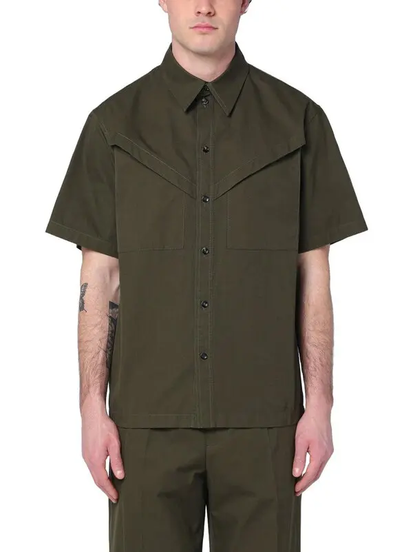 Bottega Veneta Khaki Shirt In Cotton - Green