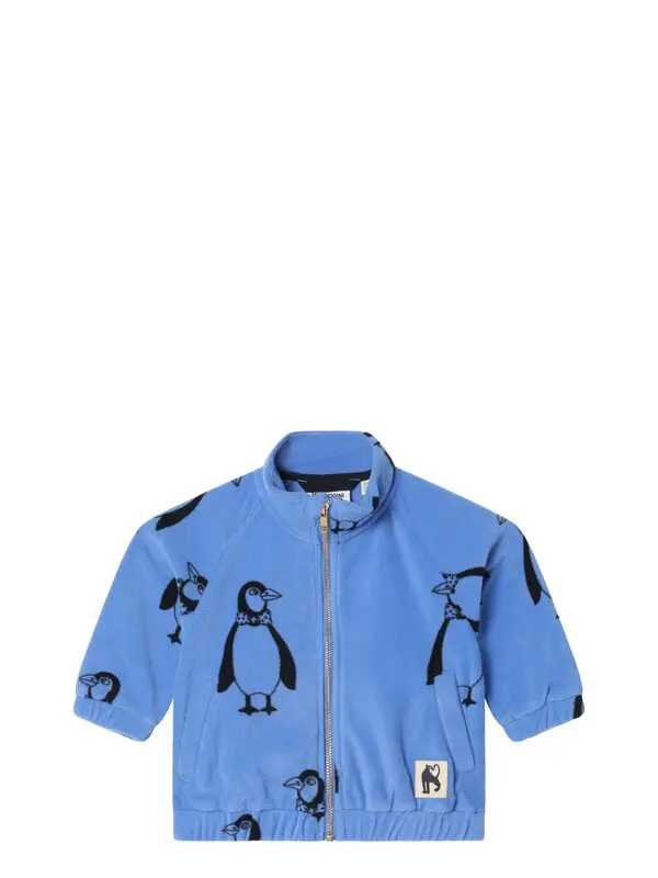 MINI RODINI Penguin Print Zip-up Sweatshirt - Blue