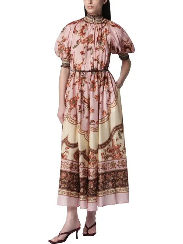 Zimmermann Purple Aster Puff-sleeve Maxi Dress - Multicolor