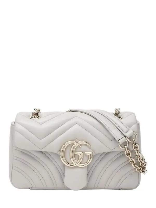 Gucci Small White Gg Marmont Shoulder Bag - Grey