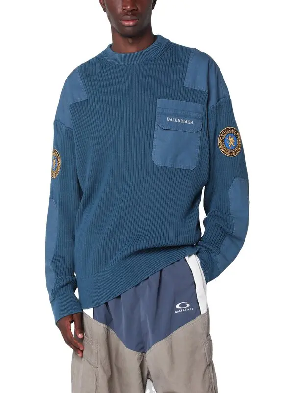 Balenciaga Uniform Merch Cotton Jumper - Blue