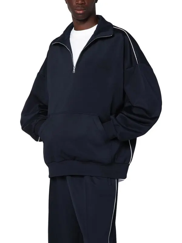 Gucci Navy Technical Jersey Zip Collar Sweatshirt - Blue