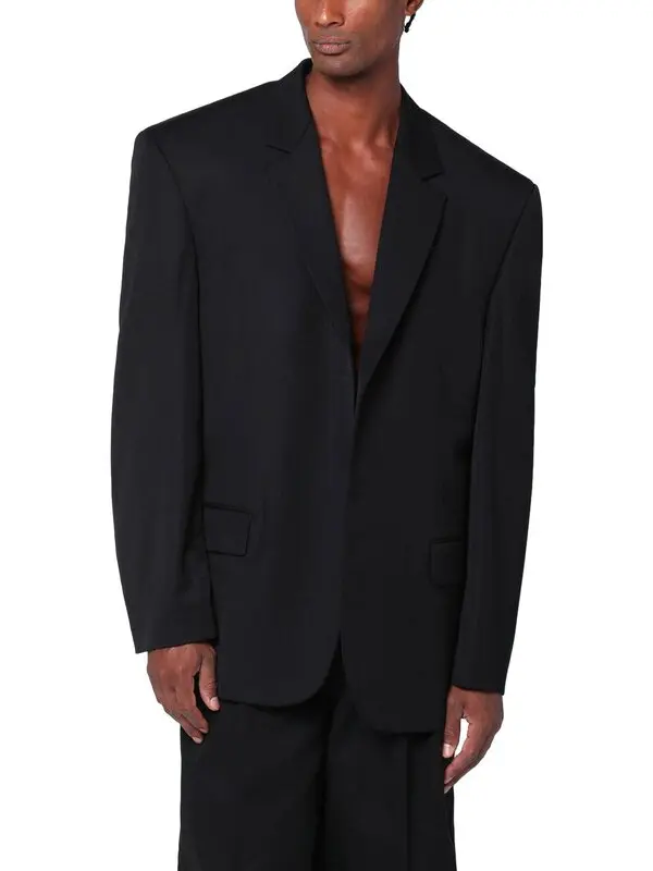 Balenciaga Single-breasted Jacket In Wool - Black