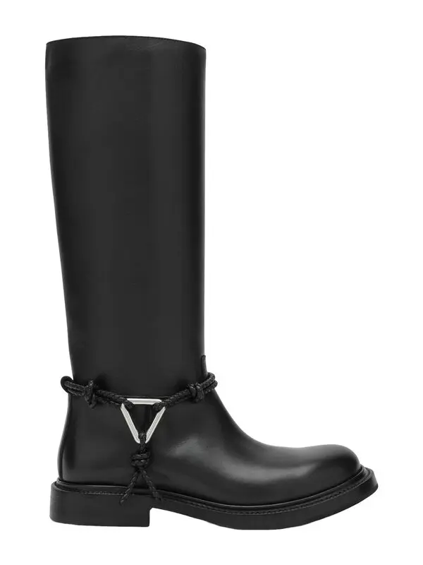 Bottega Veneta Calfskin Leather Boots With Silver-tone Detail - Black