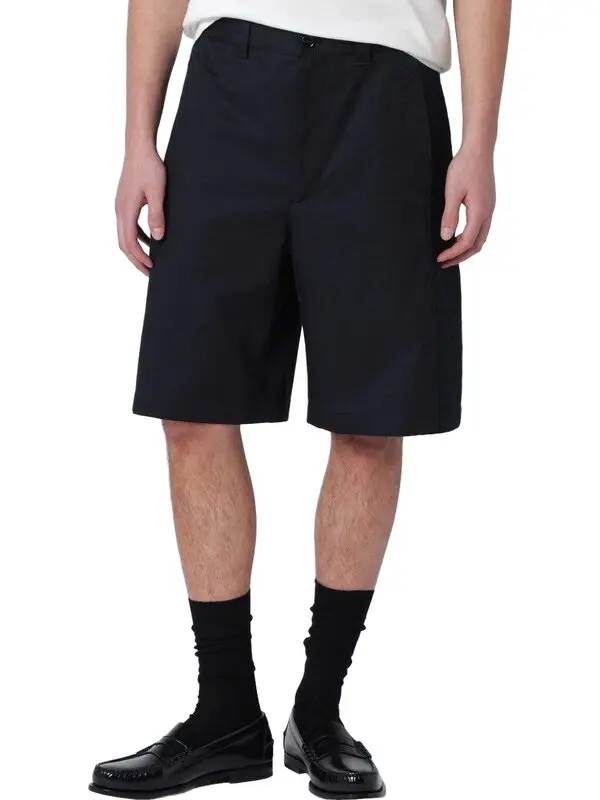Gucci Ink Cotton Twill Bermuda Shorts With Gg Embroidery - Blue